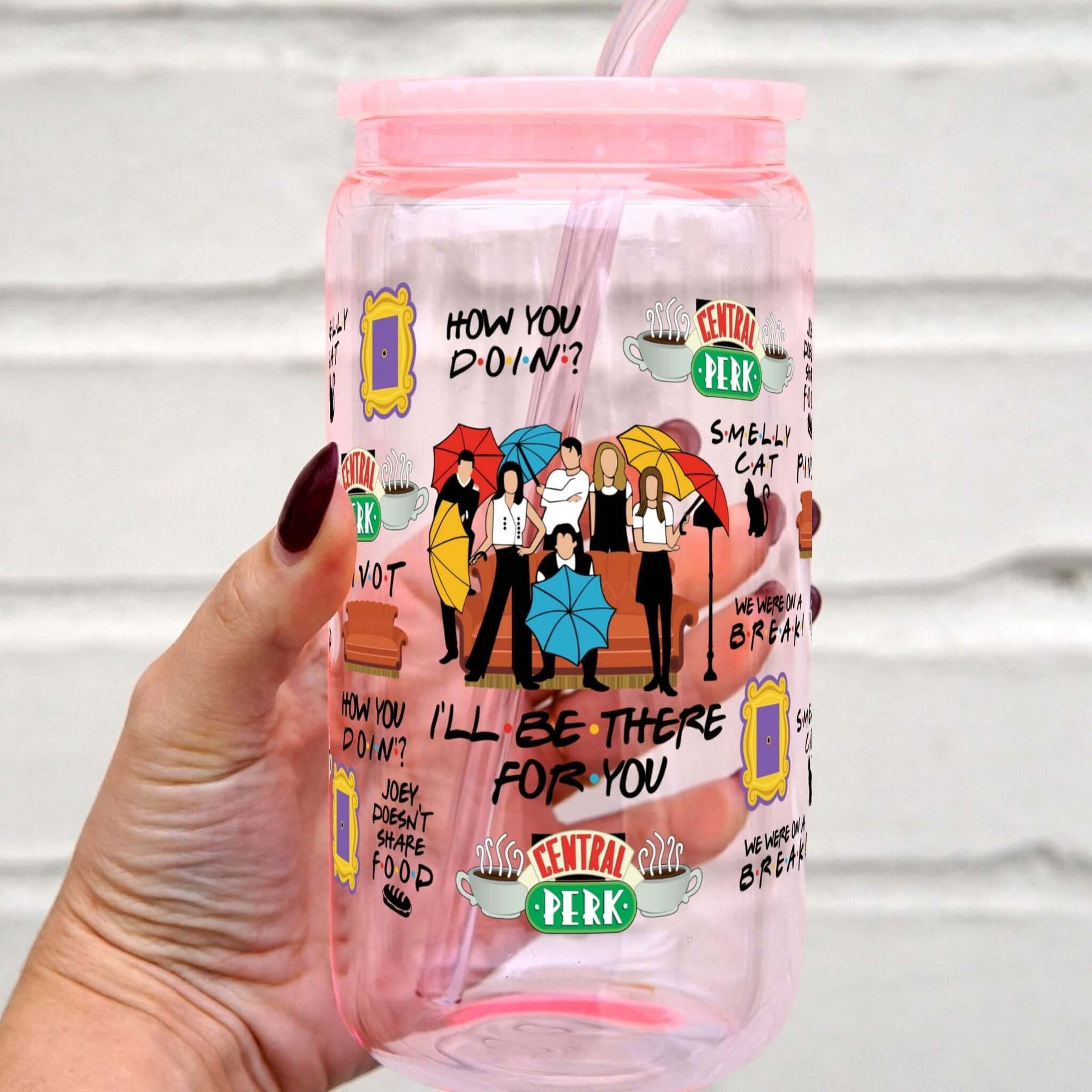 Friends Themed Cup with Lid and Straw | Sip Sip Hooray
