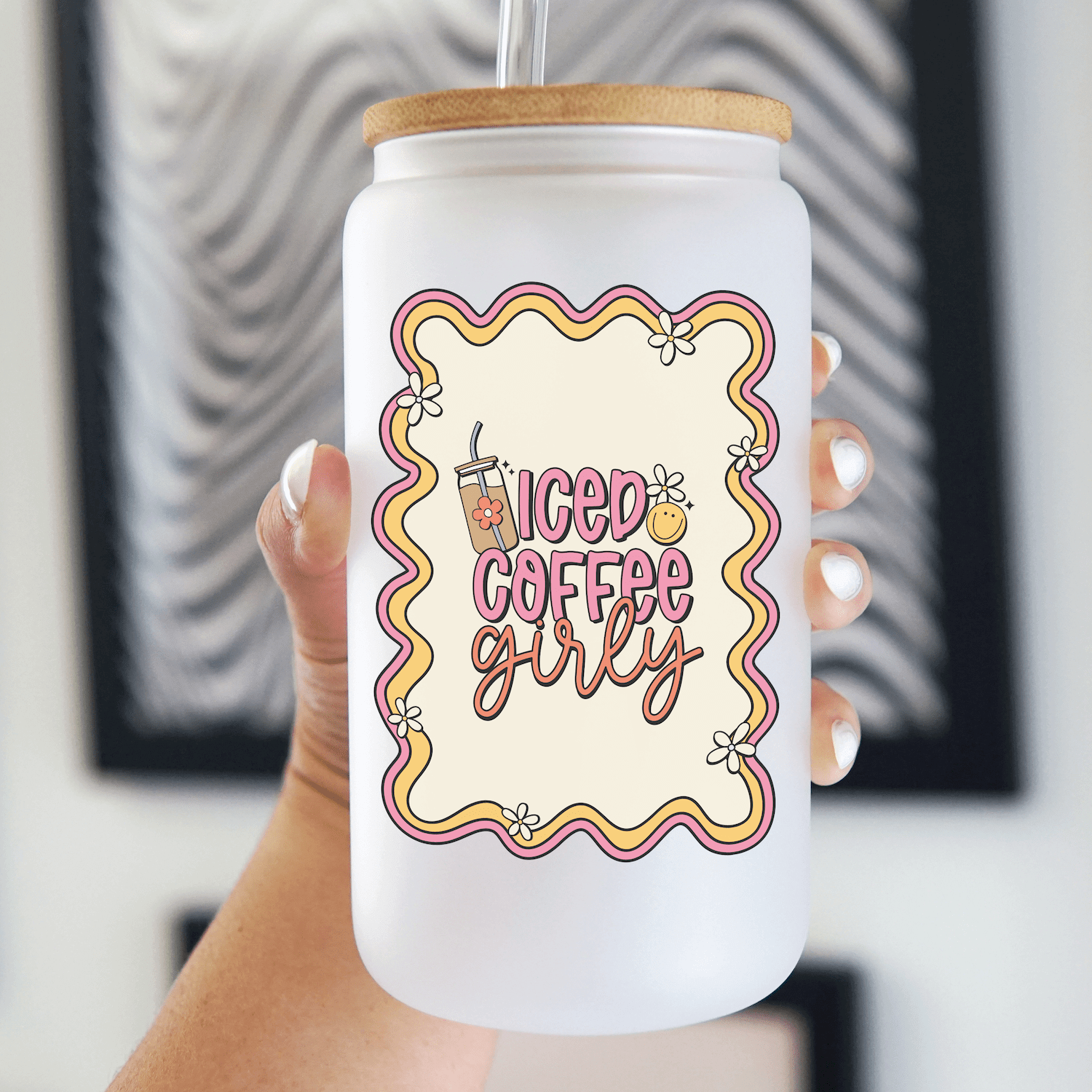 Iced Coffee Girly Cup With Lid and Straw | Sip Sip Hooray
