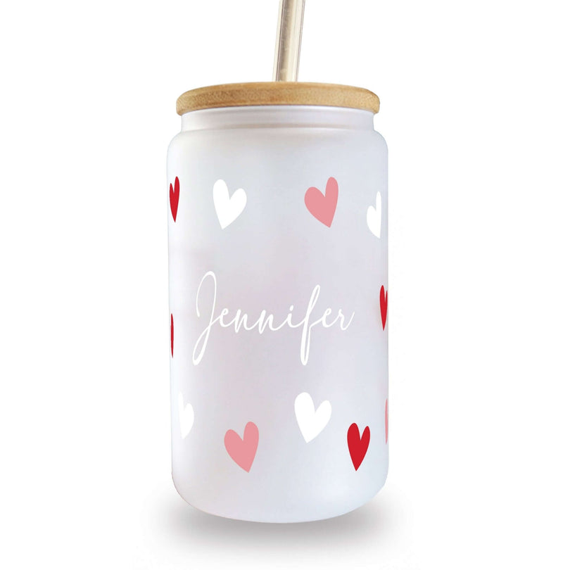 Personalized Hearts Cup with Lid and Straw | Sip Sip Hooray
