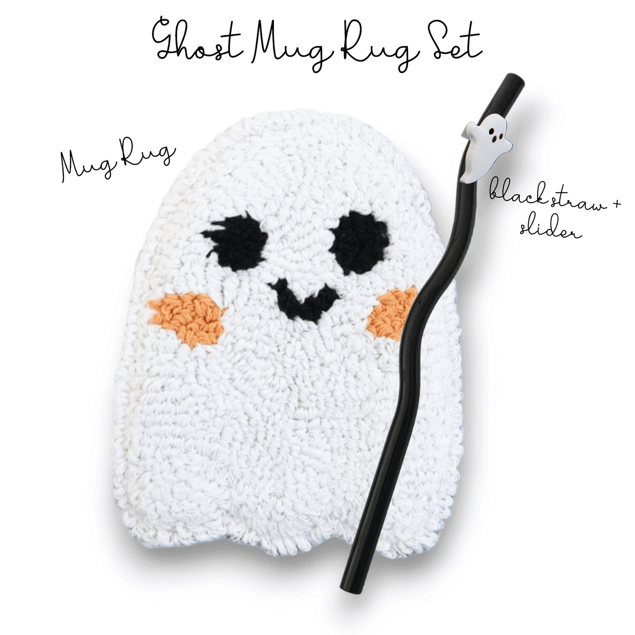 Ghost Mug Rug, Black Squiggle Straw, and Straw Slider Bundle – Sip Sip ...